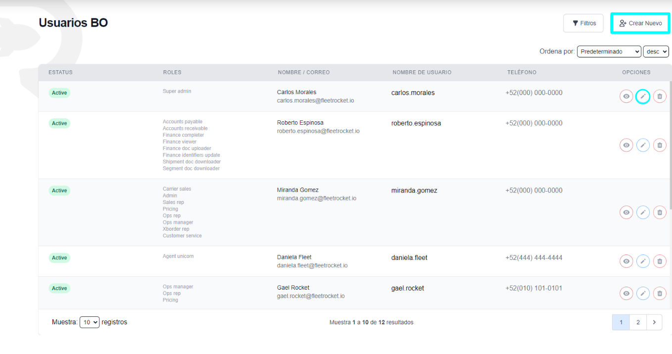 Rol: Manager de usuarios de BO – Fleet Rocket