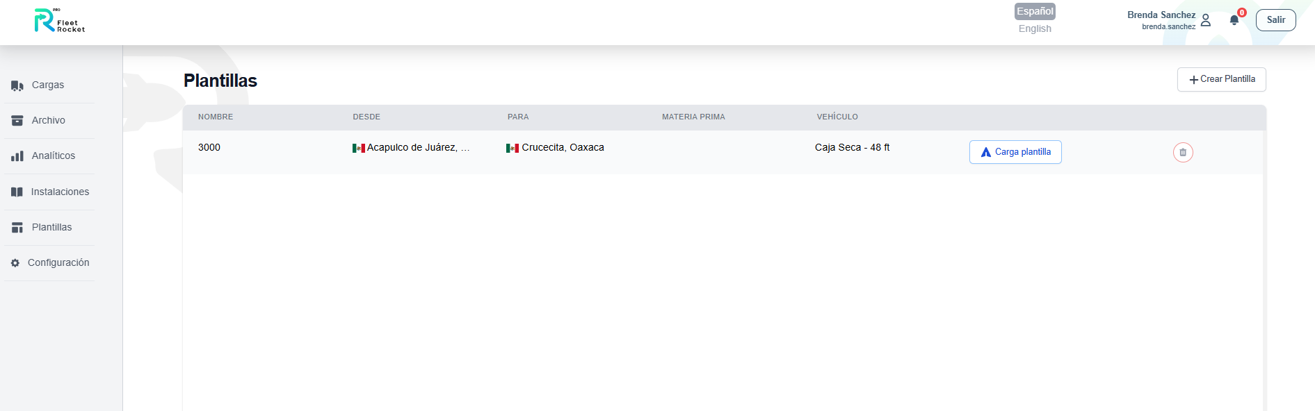 Introducción a Plantillas de cargas – Fleet Rocket