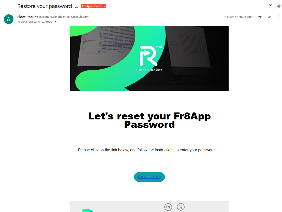 Restore password – Fleet Rocket