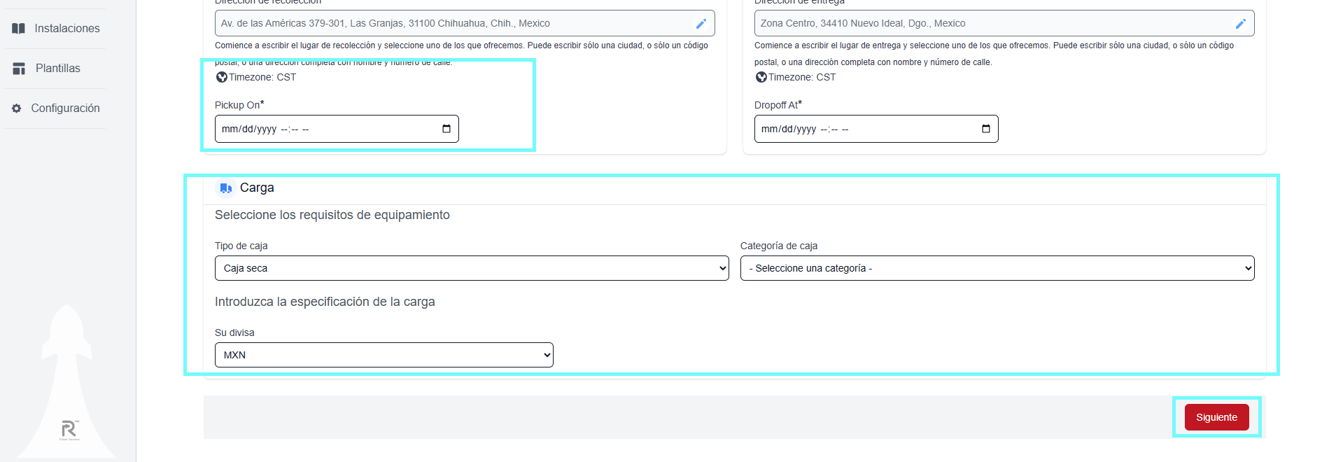 Cómo publicar una carga Rápida – Fleet Rocket