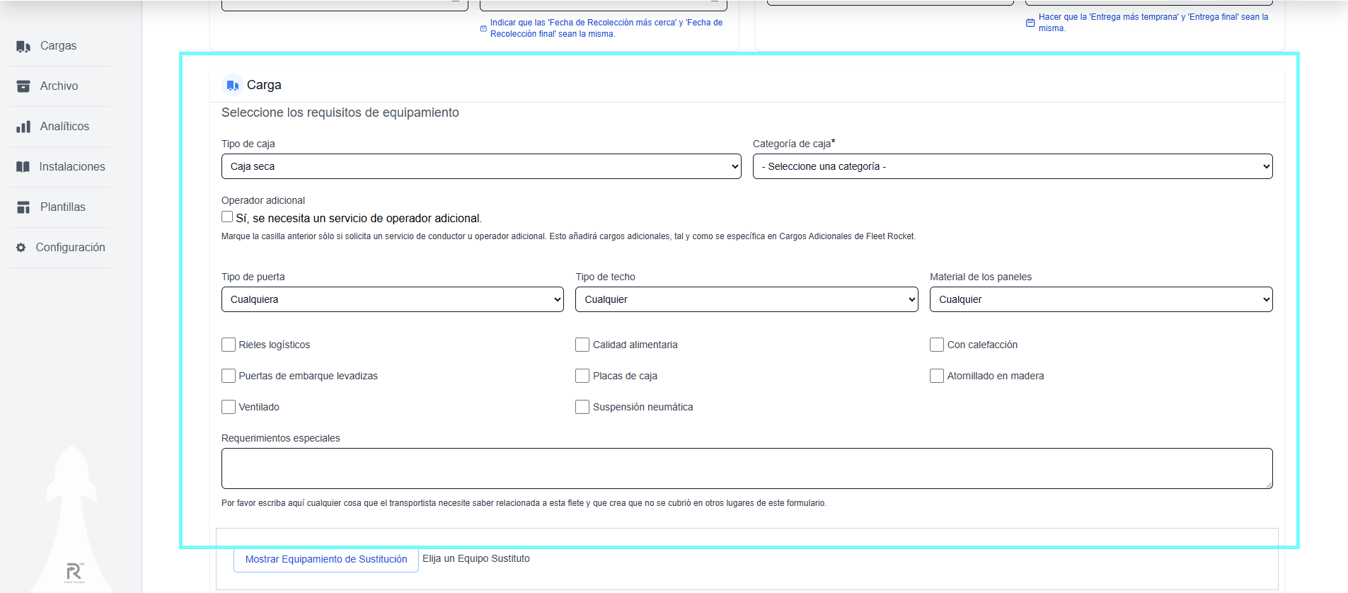 Cómo publicar una carga completa – Fleet Rocket