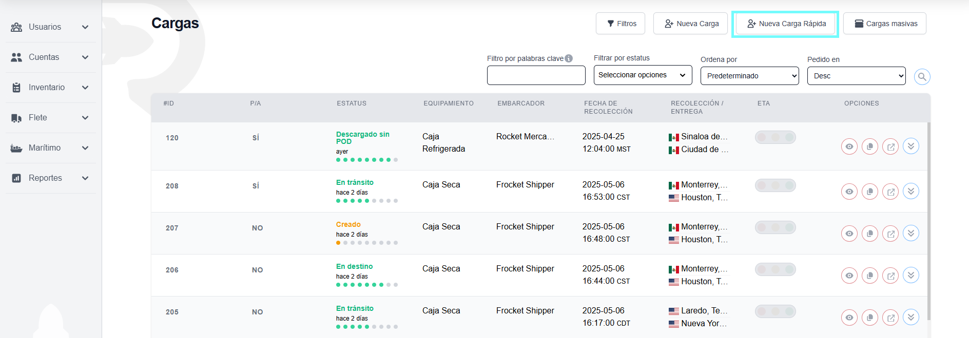 Cargas Rápidas – Fleet Rocket