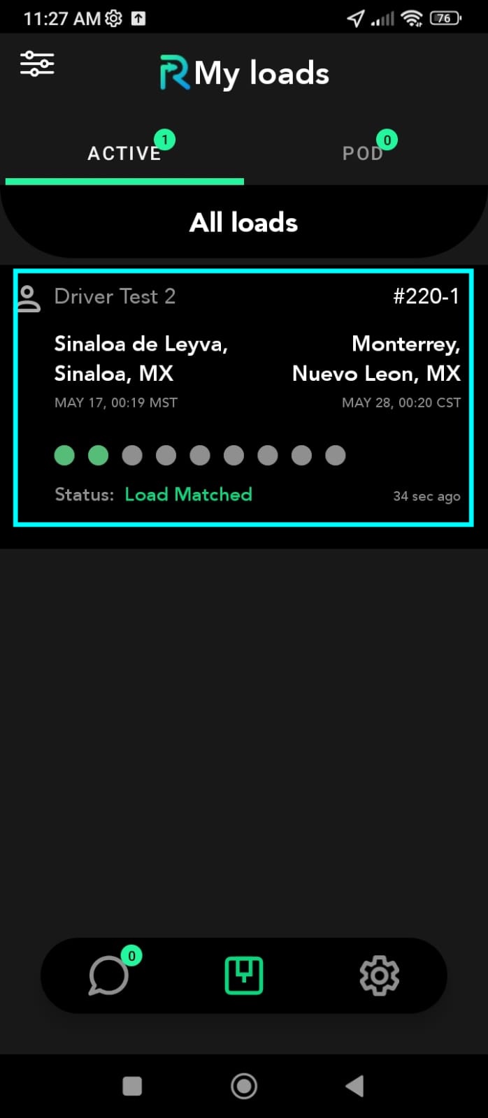 How to send messages about a load in FleetRocket Mobile – Fleet Rocket