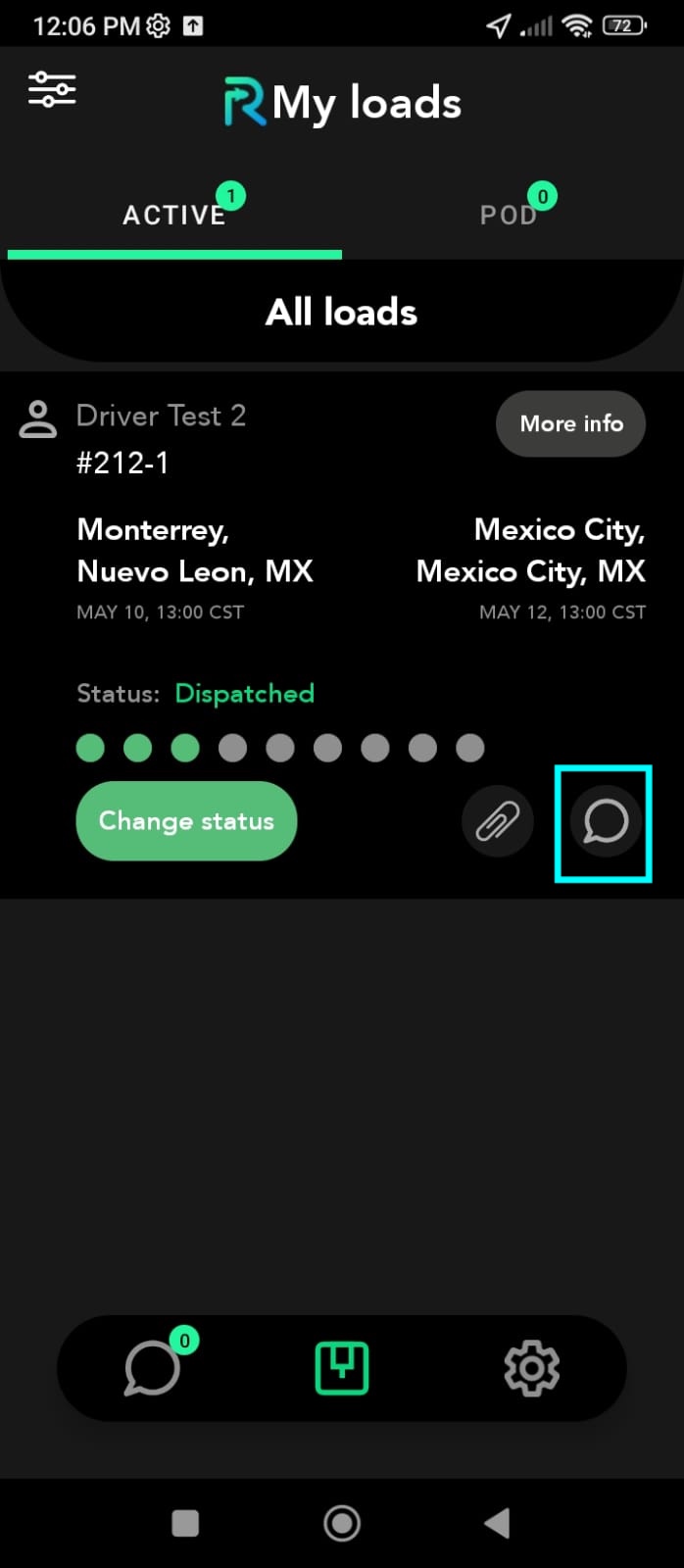 How to send messages about a load in FleetRocket Mobile – Fleet Rocket
